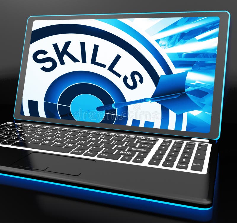 Skills on Laptop Shows Great Abilities Stock Illustration ...