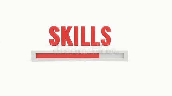 Skills Progress Loading Bar on White Background in Red Letters Stock ...