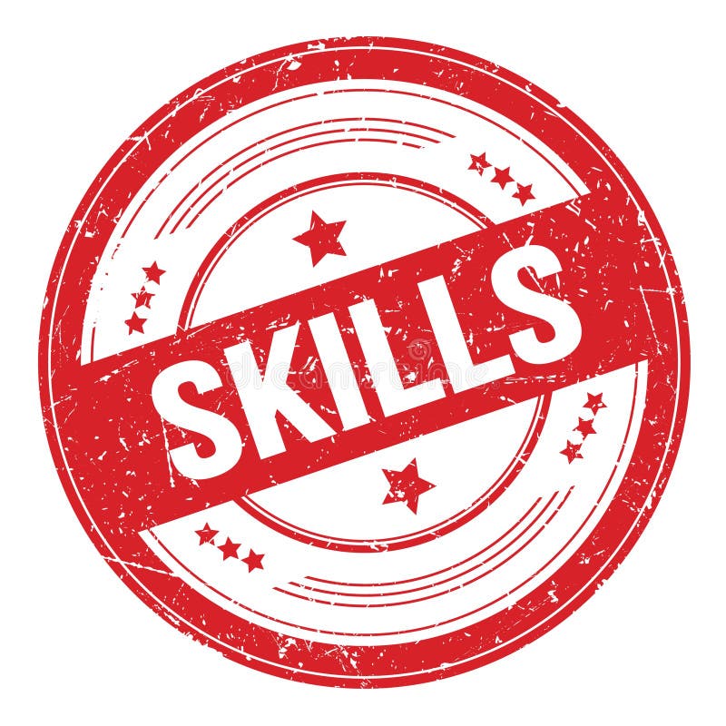SKILLS Text on Red Round Grungy Stamp Stock Illustration - Illustration ...