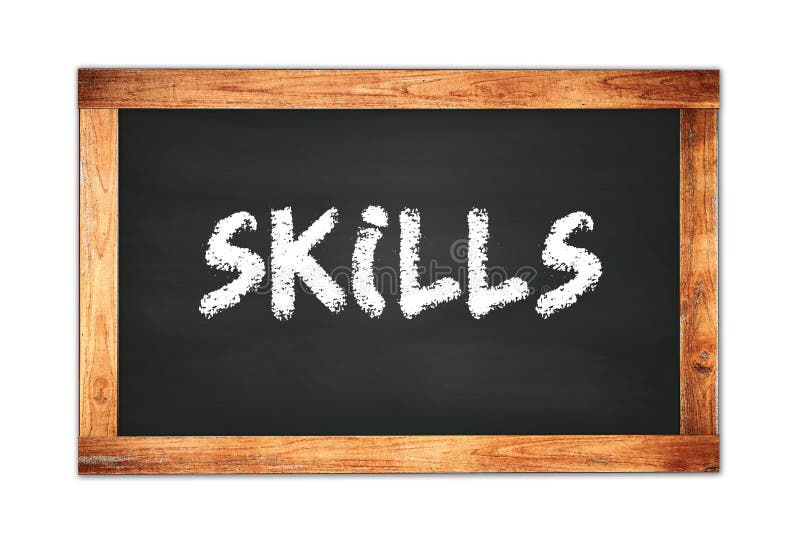 SKILLS Text Written on Wooden Frame School Blackboard Stock ...