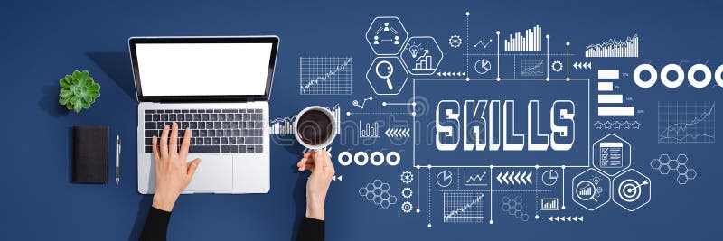 Skills Theme with Person Using Laptop Computer Stock Photo - Image of ...