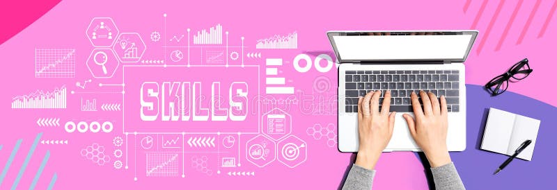 Skills Theme with Person Using a Laptop Stock Image - Image of ...