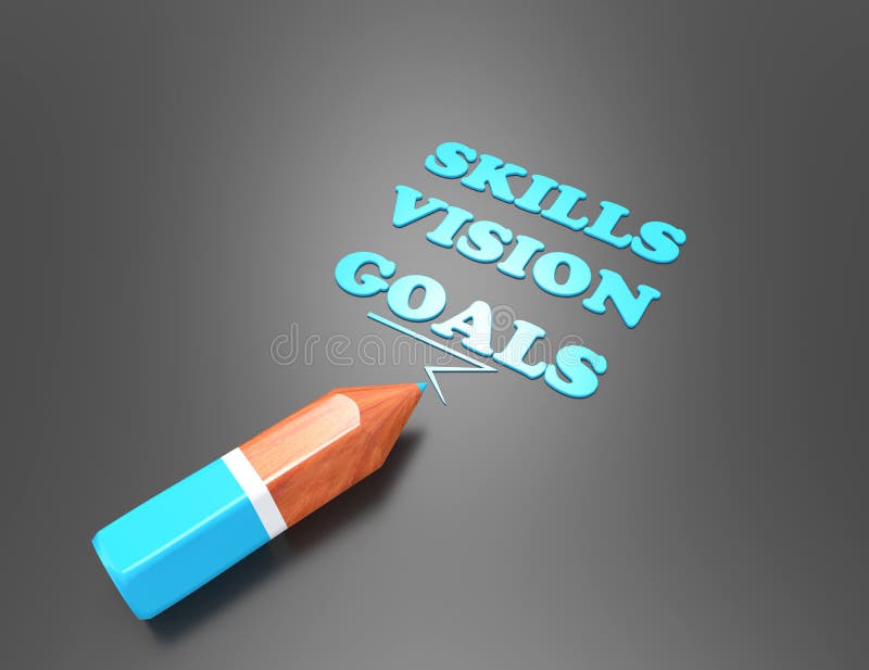 Skills Vision Goals 3d Word Concept Stock Illustration - Illustration ...