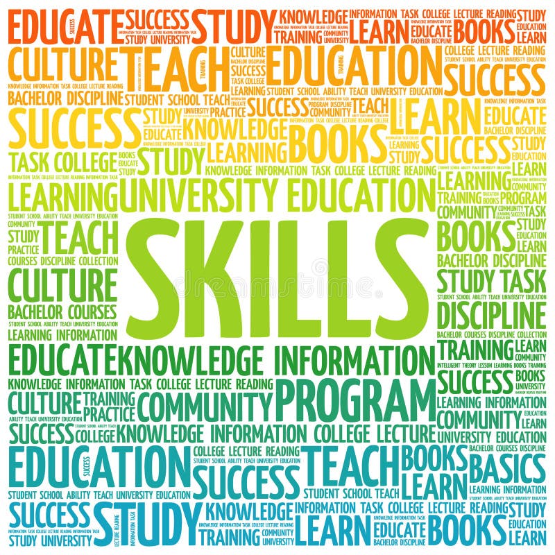 SKILLS word cloud stock illustration. Illustration of collage - 206315254
