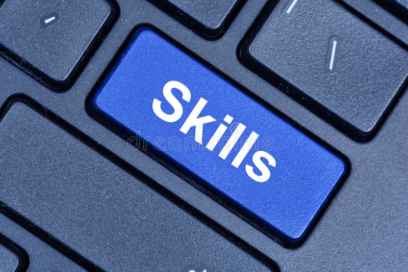 Skills Word on Computer Keyboard Stock Image - Image of internet ...