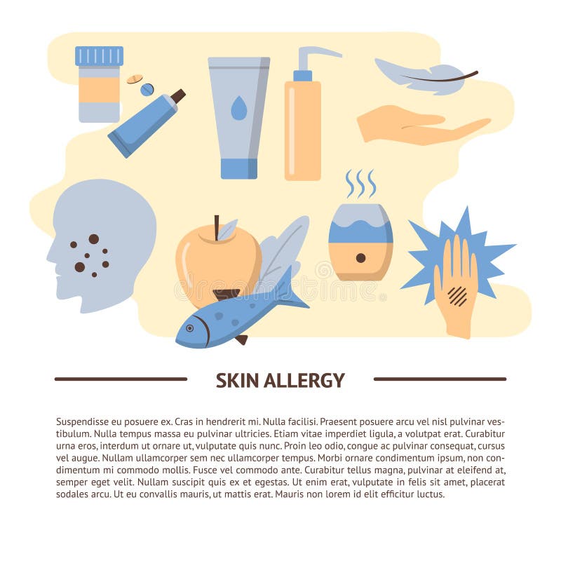 Skin Allergy Symptoms And Treatment Banner Template In Flat Style Stock