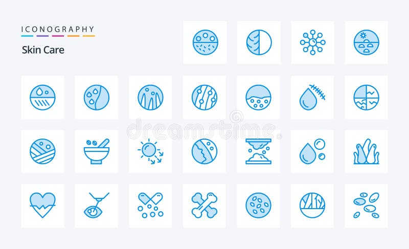 25 Skin Blue icon pack stock vector. Illustration of bleeding - 264541180