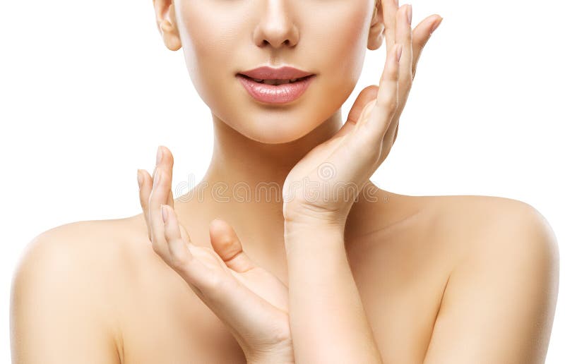 Skin Care Beauty Woman Face Lips And Hands Natural Skincare Stock