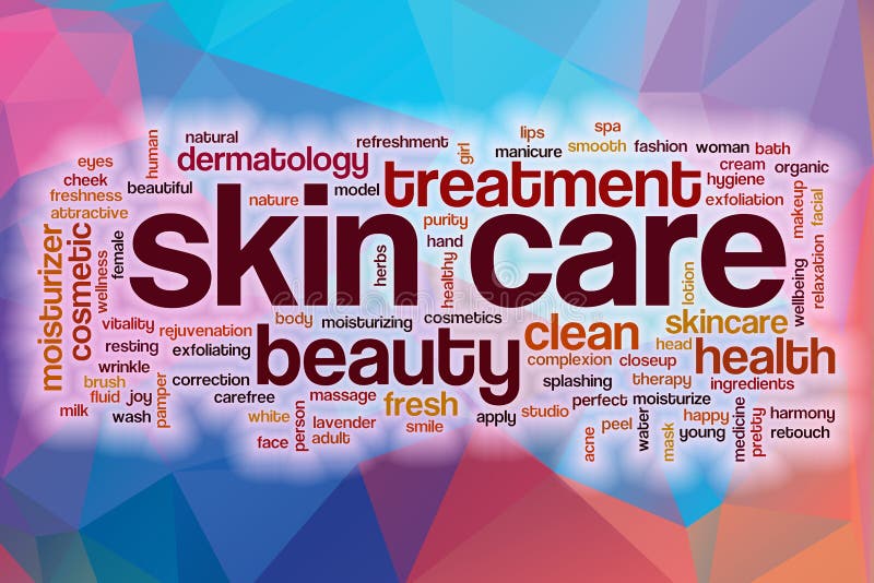 Skin Care Concept Word Cloud on a Low Poly Background Stock ...