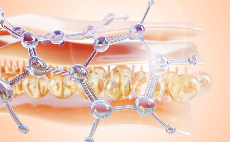 Skin Cell Layer and Dna Molecular Structure 3d Render Beige Background ...