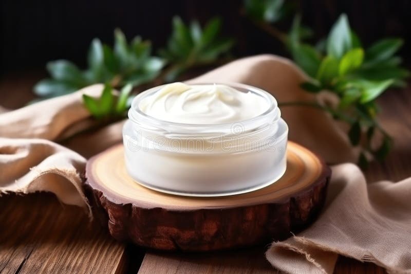 Skin Cream in a Ceramic Vessel on a Wooden Table Stock Photo - Image of ...