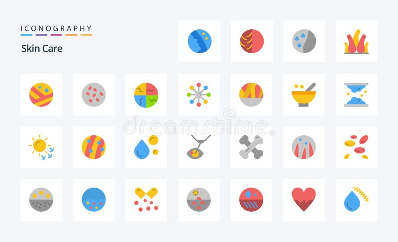 25 Skin Flat Color Icon Pack Stock Vector - Illustration of cosmetic ...