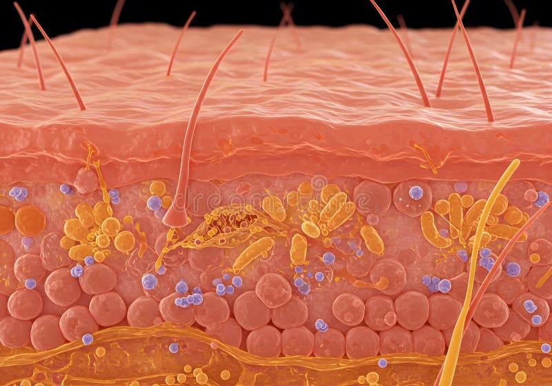 Skin Layers Microorganisms Close Up Stock Illustration - Illustration ...