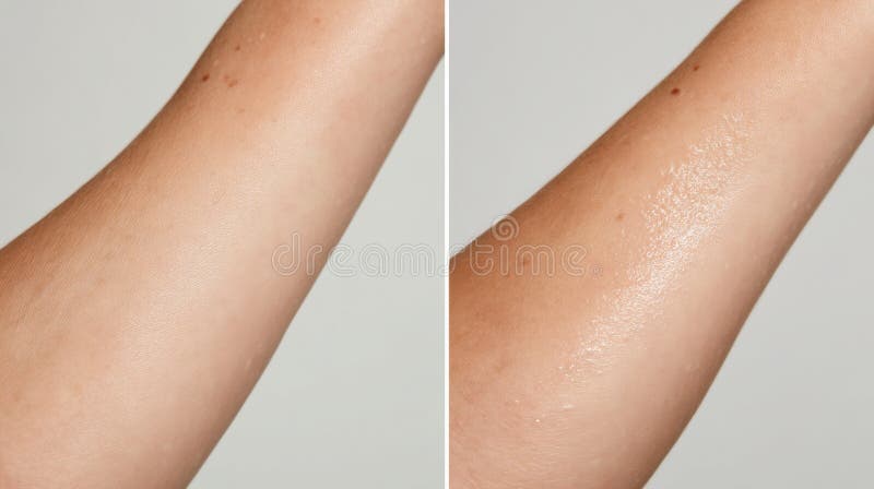 Skin Moisturization Comparison with Cream on Arm Stock Illustration ...