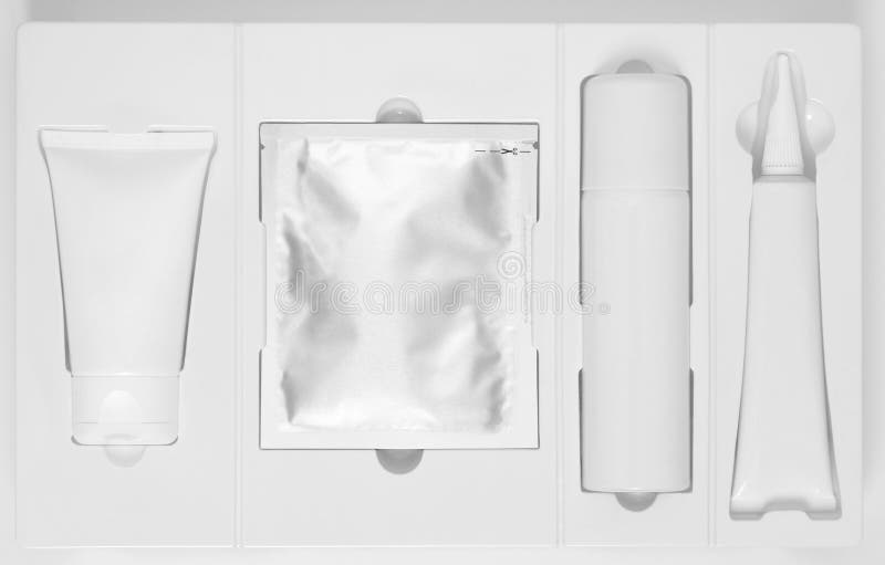Skin Products in Box. White Tone Stock Image - Image of cream ...