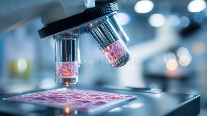 Microscope Analyzing Skin Tissue Sample in Laboratory Setting with ...