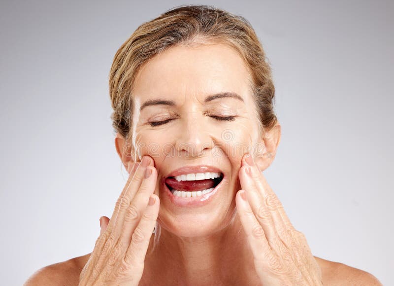 Skincare Beauty And Face Of A Senior Woman With Wrinkles Doing A