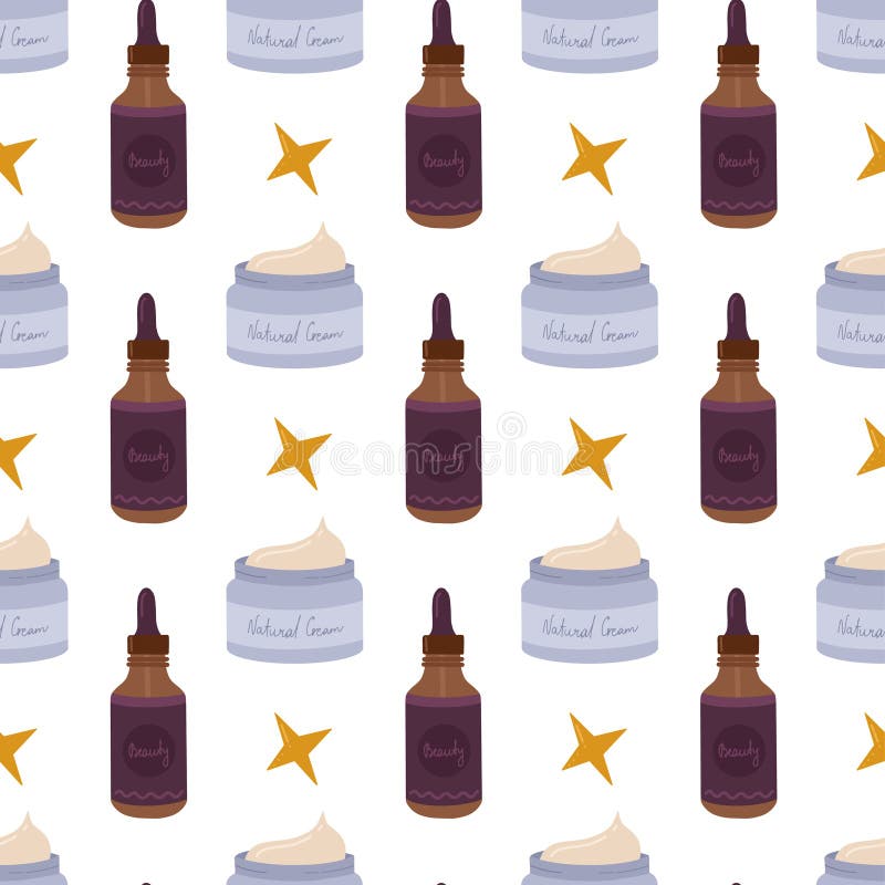 Skincare Pattern. Cream and Oil. Endless Texture Design Stock Vector ...