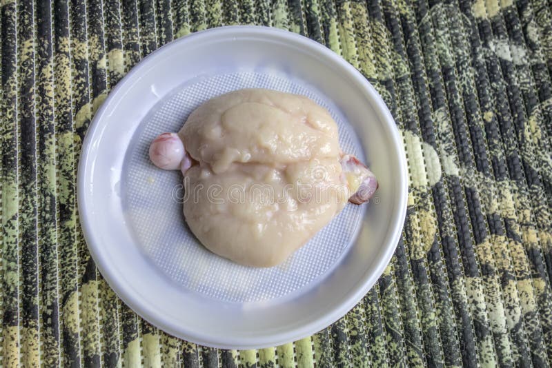 Skinned Raw Lamb Testes Prior To Processing and Cooking Stock Photo ...