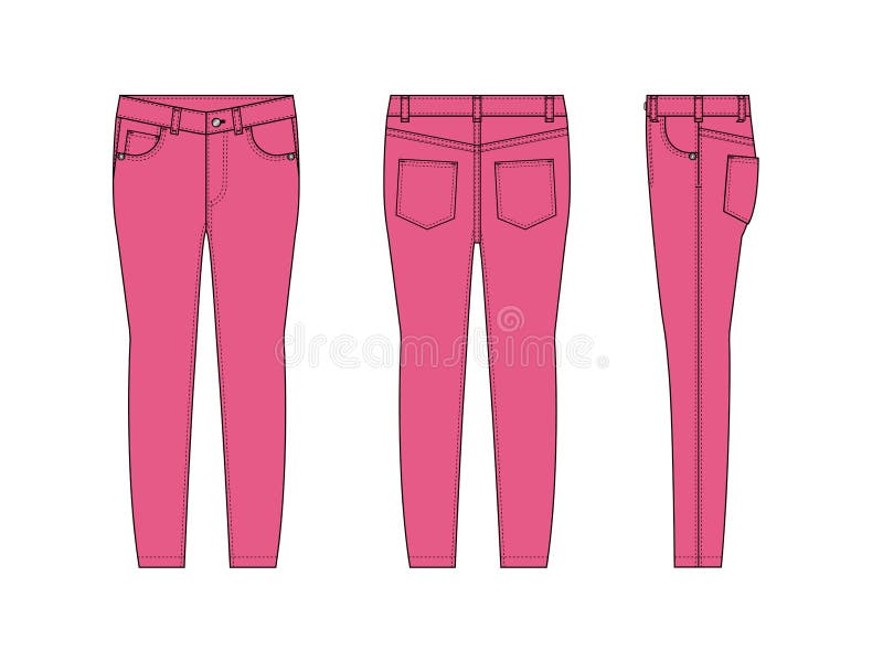 Skinny Jeans Pants Vector Template Illustration | Pink Stock Vector ...