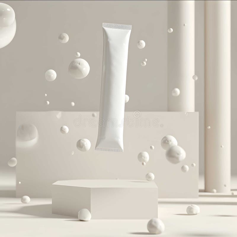 Skinny Stick Pack Packaging Mockup Floating White Shapes Background ...