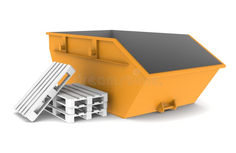 Yellow waste skip bin stock vector. Illustration of recycled - 107019541