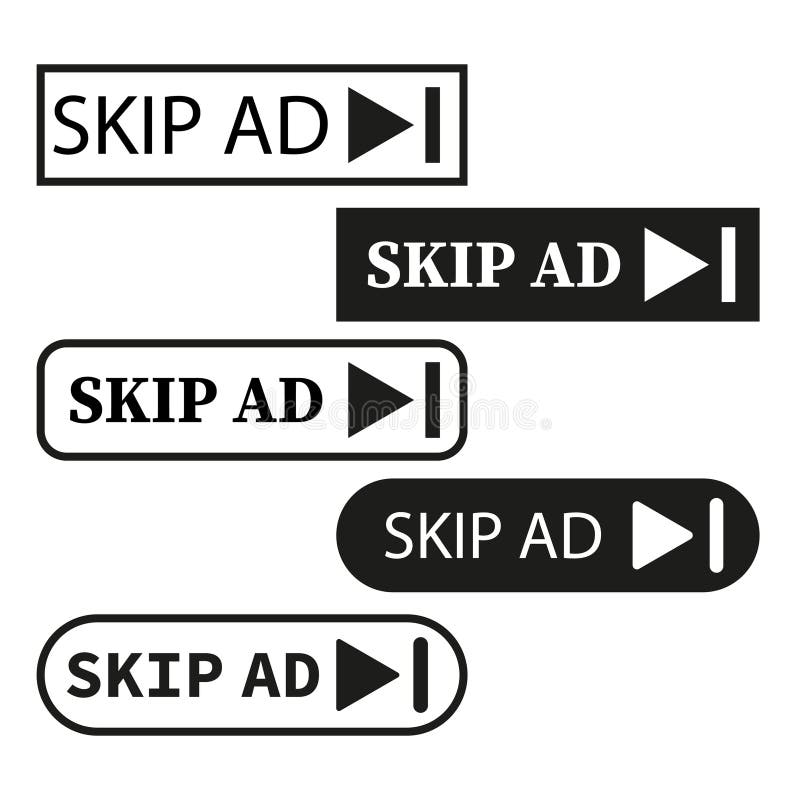 Skip Ad Button Set. Online Video Advertising Icons. Media Player ...