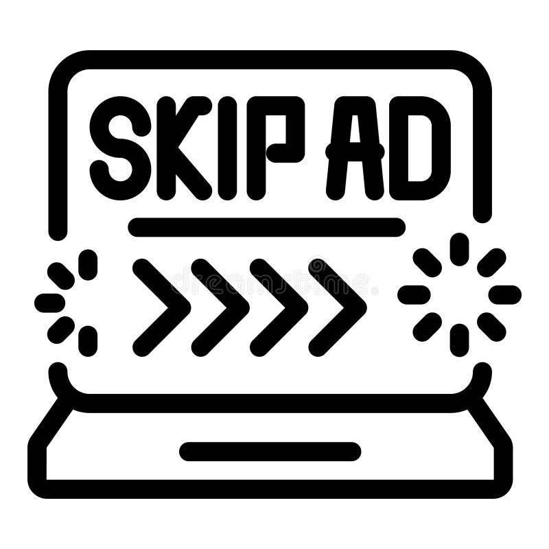 Skip Ad Button Showing on Laptop Screen Stock Vector - Illustration of ...