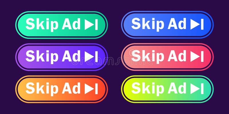Skip Ad Button. Video Block Icon for Advertising. App Template for ...