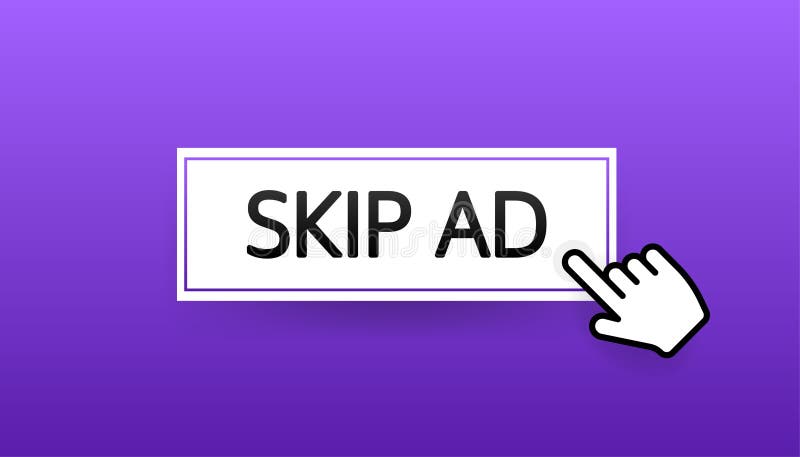 Skip Ad Flat Button on White Background. Hand Mouse. Flat Button Stock ...
