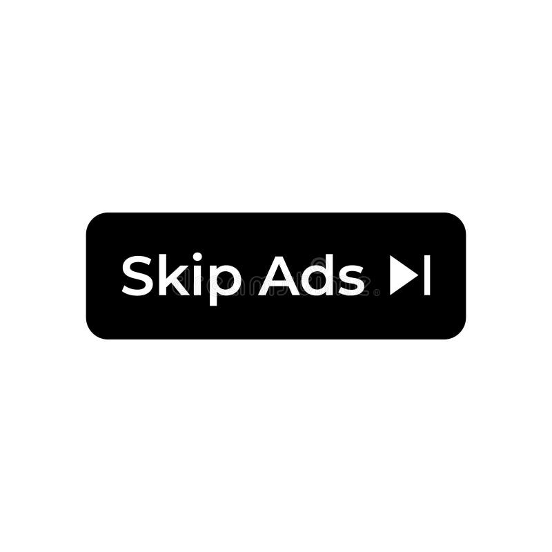 Skip Ads Icon Vector in Clipart Style. Internet Advertising Elements ...