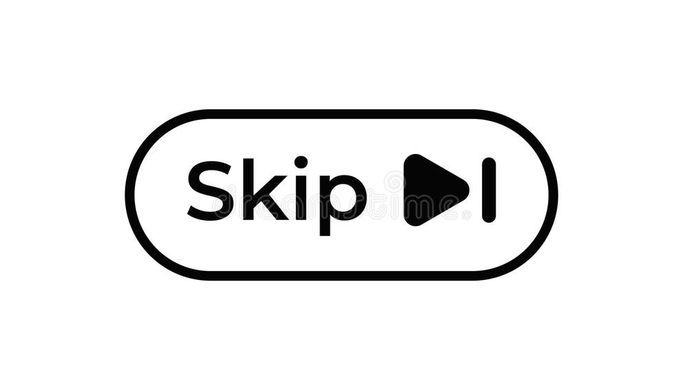 Skip Button Icon with Arrow Symbol Inside Rounded Rectangle Outline for ...
