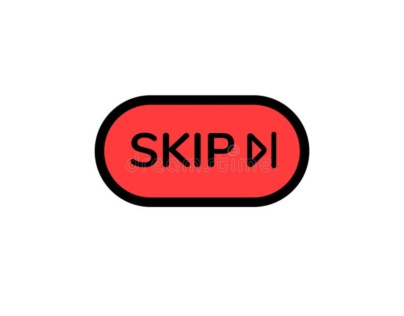 Skip Button Icon in Red Color with Bold Black Outline and Play Symbol ...
