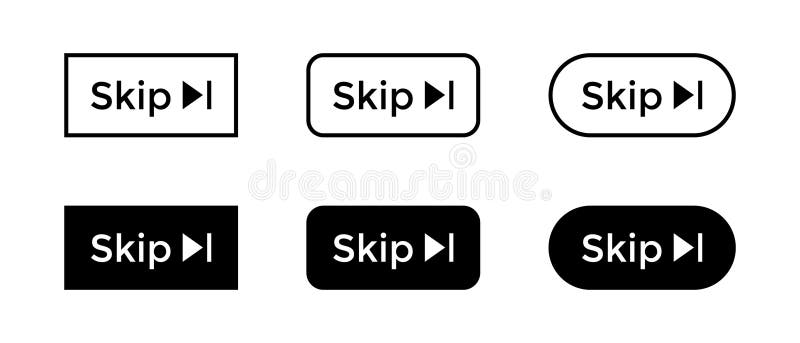 Skip Button Icon Vector in Flat Style. Stop Advertising Video Stock ...