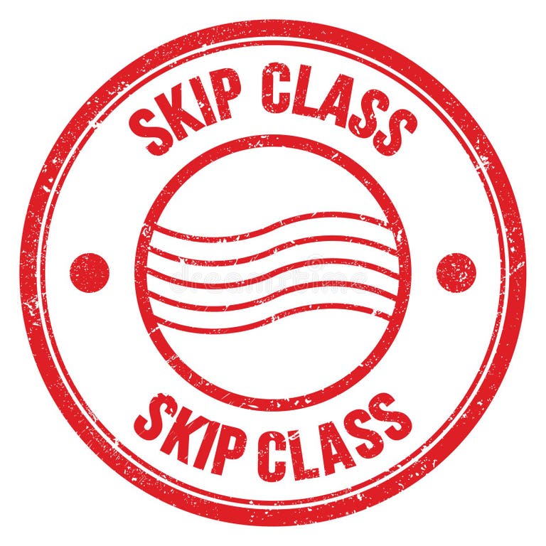 SKIP CLASS Text Written on Red Round Postal Stamp Sign Stock ...