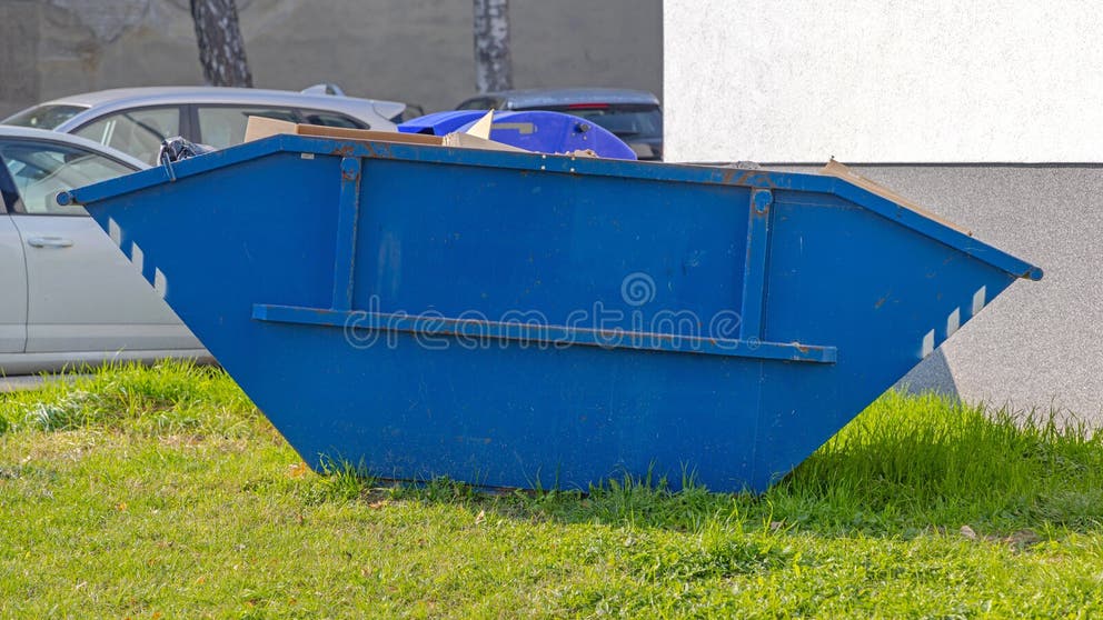 Skip Container Grass stock image. Image of metal, construction - 344206919