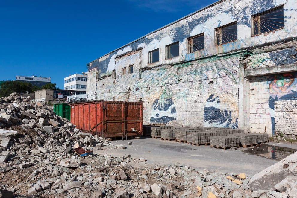 A Skip Full of Rubble on Construction Site Stock Image - Image of ...