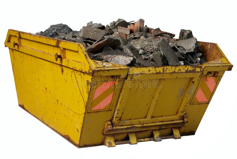 Isolated Skip Full of Old Office Furniture. Stock Image - Image of desk ...