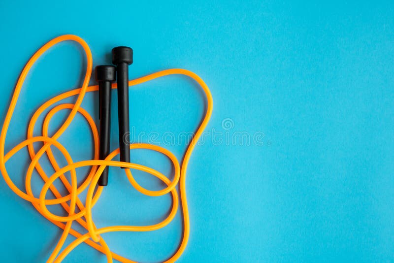 Skipping Rope on Blue Background. Skip Rope. Stock Image - Image of ...