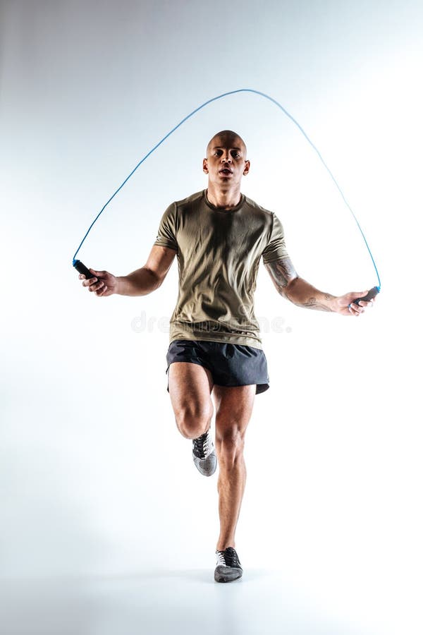 Man Jumping with Skipping Rope during the Training Stock Photo - Image ...
