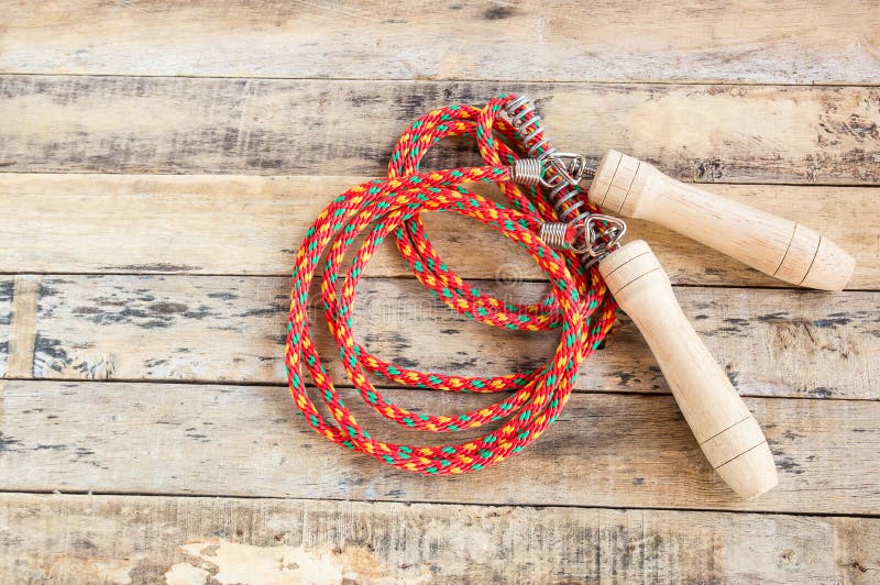Skipping Rope on the Wooden Table Stock Photo - Image of equipment ...