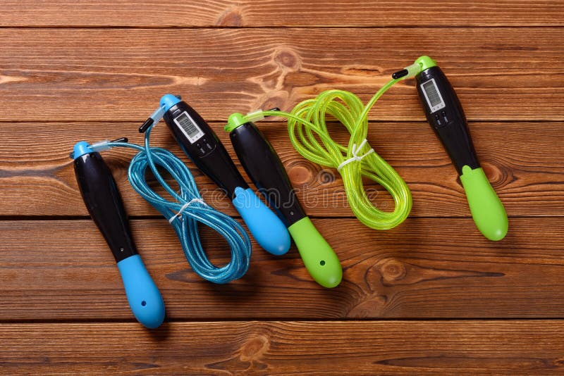 Two Skipping Ropes with Digital Counters Stock Photo - Image of ...