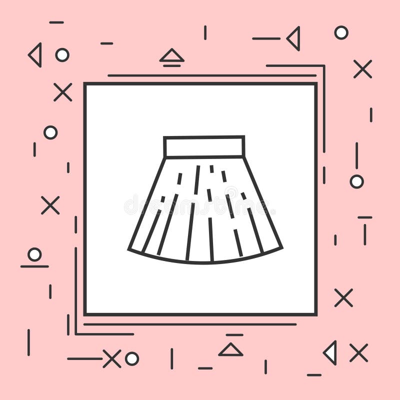 Skirt Mini Icon Thin Line in Pink Frame Stock Vector - Illustration of ...