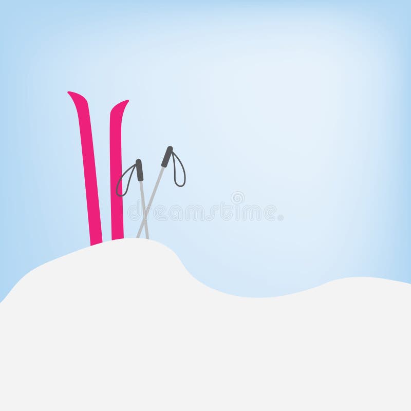Skis and Poles in Snowdrift Stock Vector - Illustration of skis, slope ...