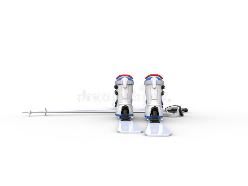 Skis with Ski Boots - Front View Stock Illustration - Illustration of ...