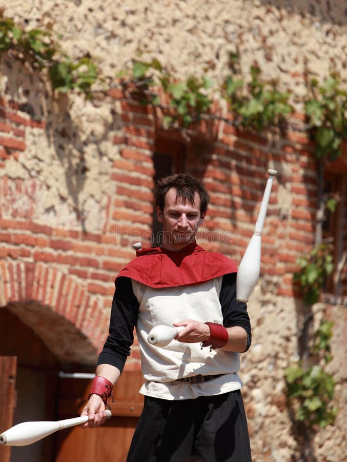 Medieval Juggler on Italian Street. Editorial Photo - Image of ...