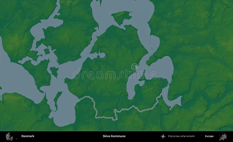 Skive Kommune Outlined, Denmark. Physical Stock Illustration ...