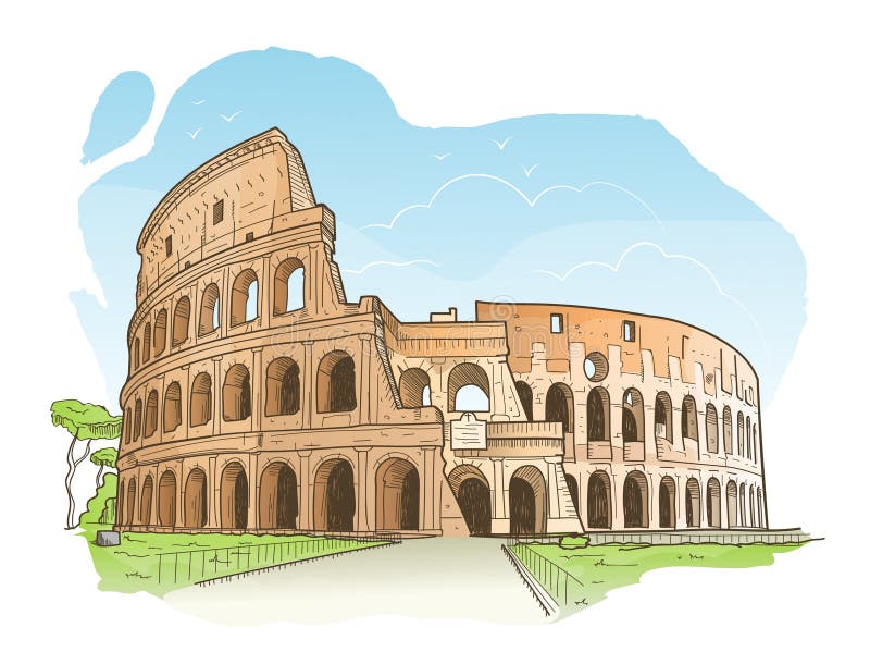 Skizze des Colosseum, Rom vektor abbildung. Illustration von hand ...