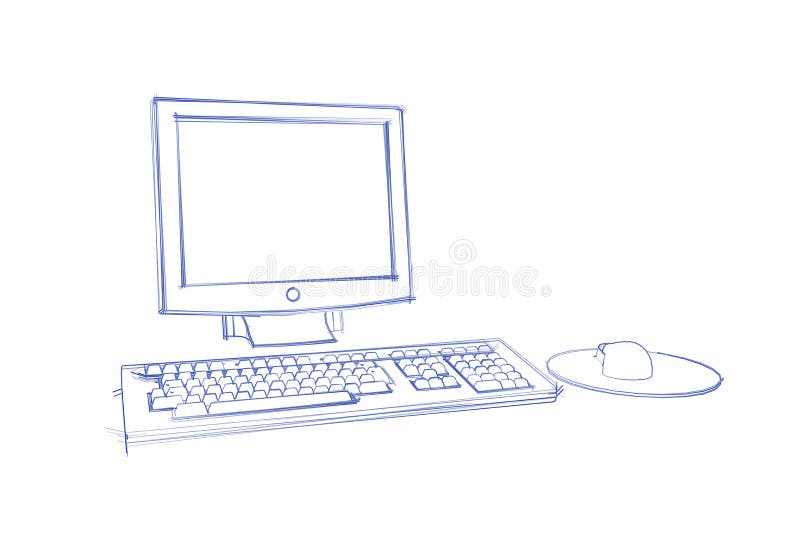 Skizze des Computers stock abbildung. Illustration von technologie ...