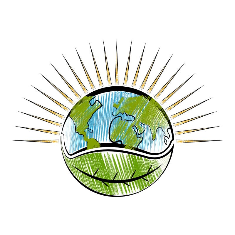 Halbe Erde Mit Einer Kletterpflanze Und Einer Sonne Vektor Abbildung ...